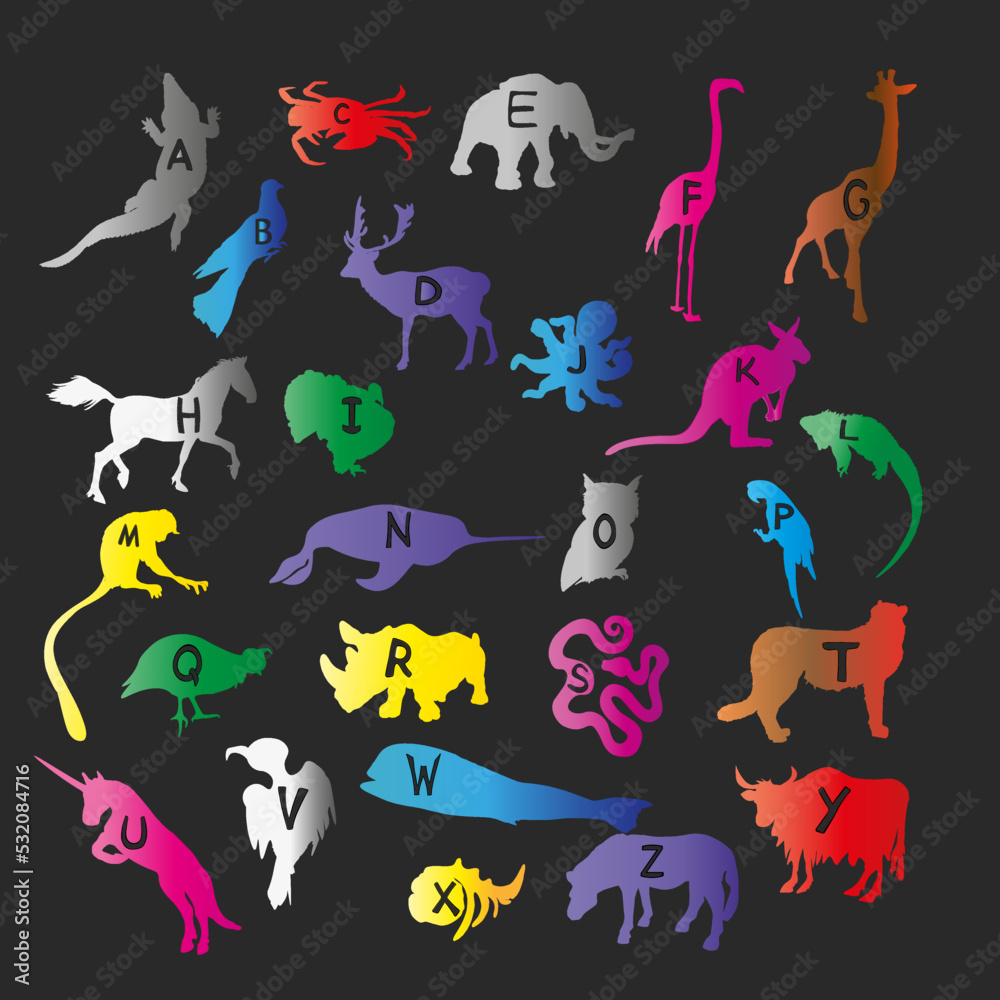 Conceptual silhouette of an animal with text inside. Animal with text ...