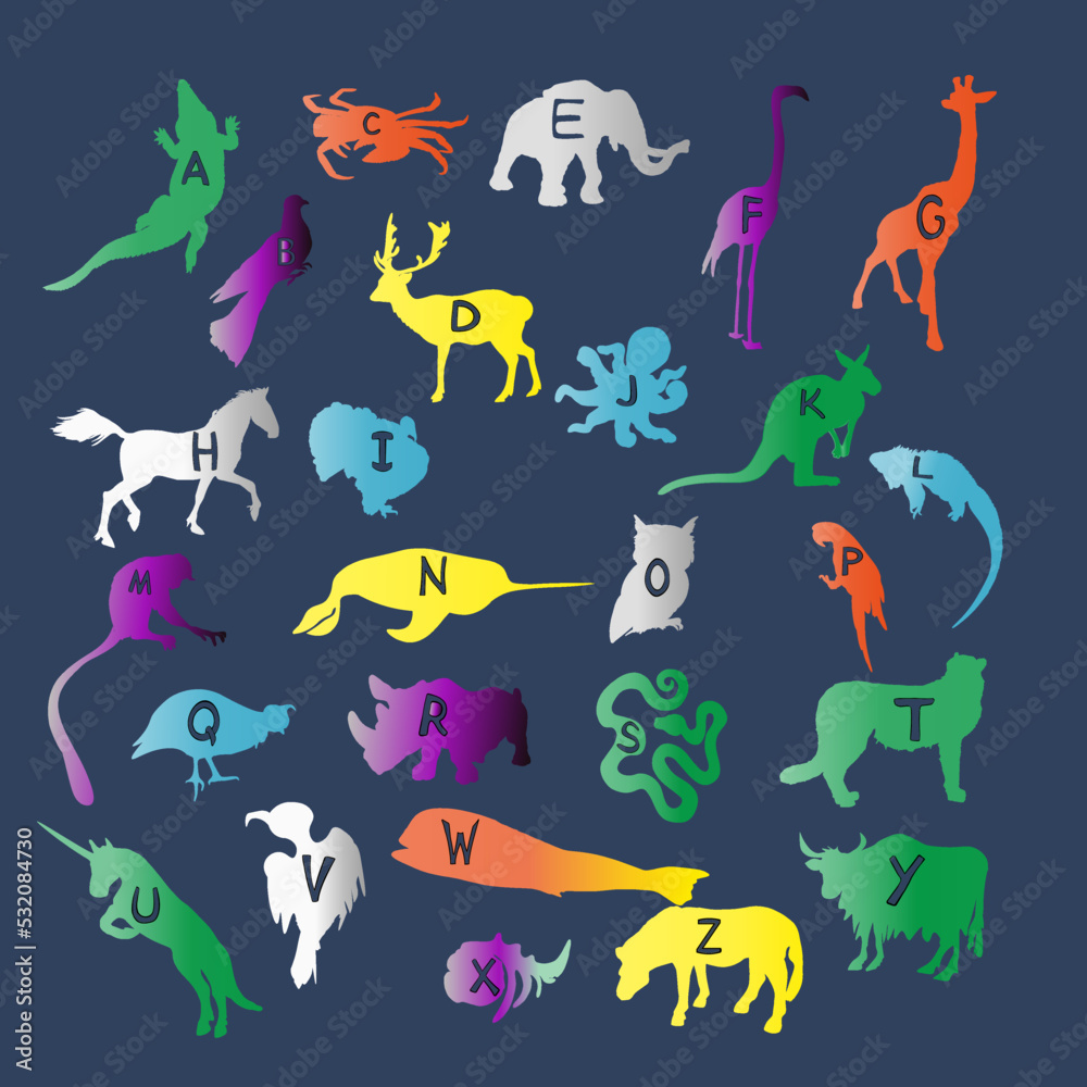 Conceptual silhouette of an animal with text. Animal with text of a ...