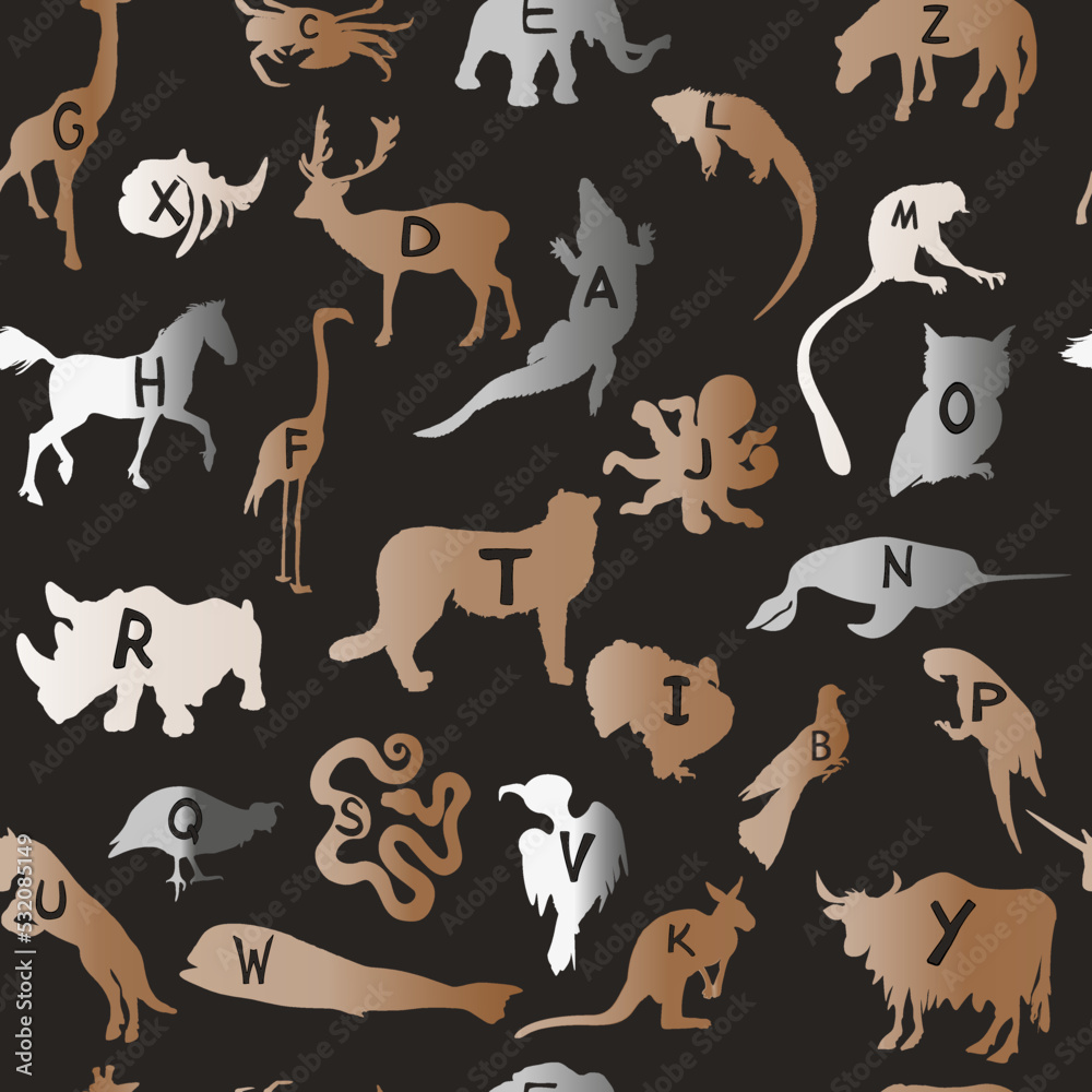 Conceptual silhouette of an animal with text inside. Animal with text ...