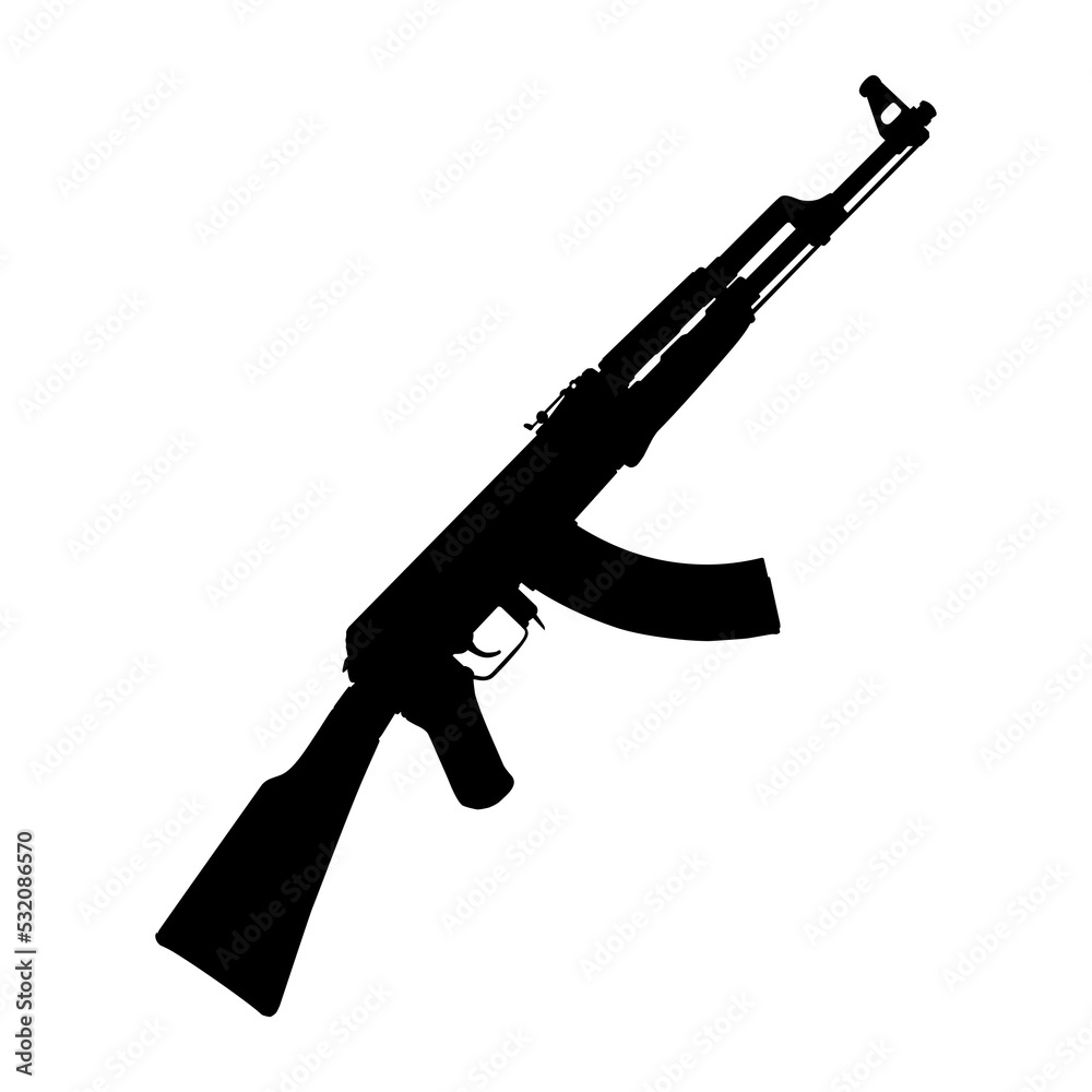 Silhouette of the AK 47 Gun for Pictogram or Graphic Design Element ...