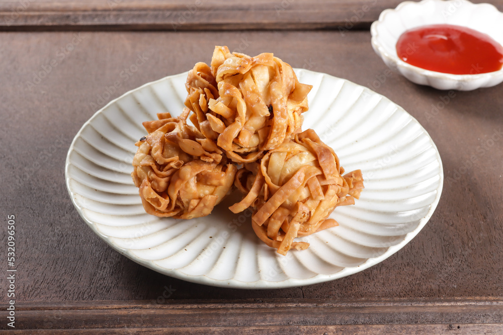 Udang Rambutan or chinese fried dumpling from shrimp ball coated with ...