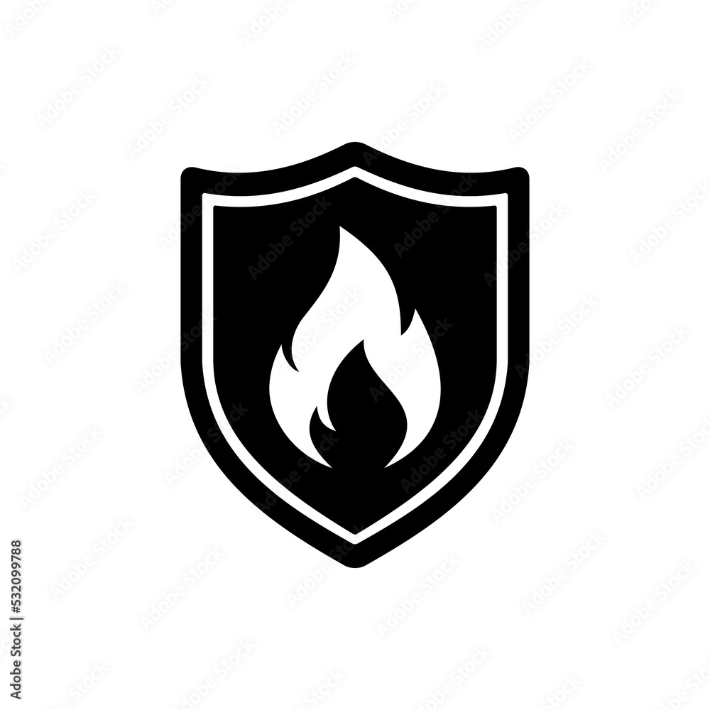Shield Fire Sign or Firefighter Icon On White Background. Vector icon ...