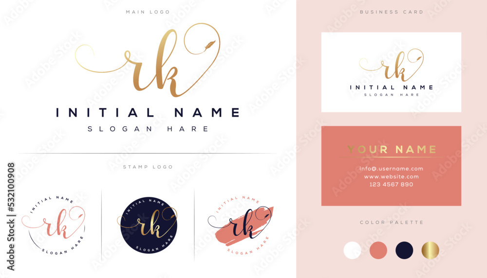 rk initial handwritten signature logo design with feather ,business ...