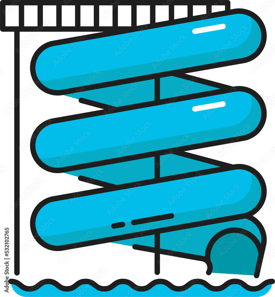 Waterpark slide outline tunnel slider and pool Stock Illustration ...