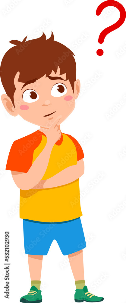 Cartoon boy not knowing answer, question mark sign Stock Illustration ...