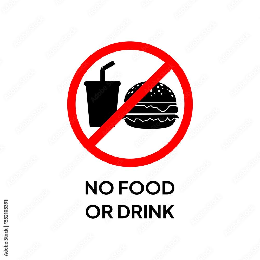 Warning sign or label for industrial. Caution or notice for no food or ...