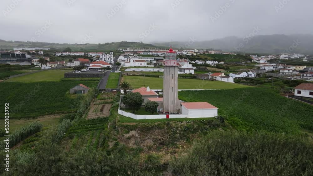Aerial view of the Ponta da Garça lighthouse in in the island of São ...
