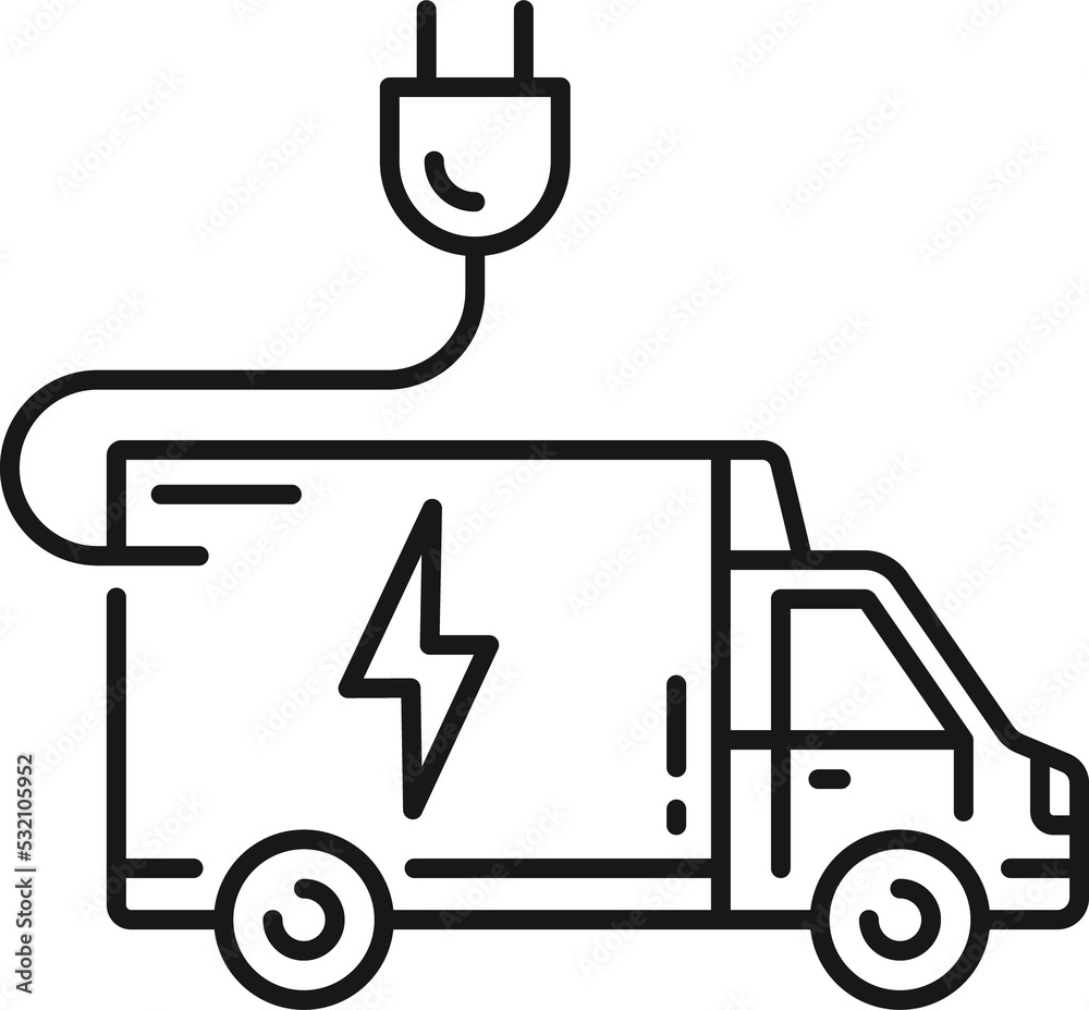 Charge of electric cargo van, charging truck icon Stock Illustration ...
