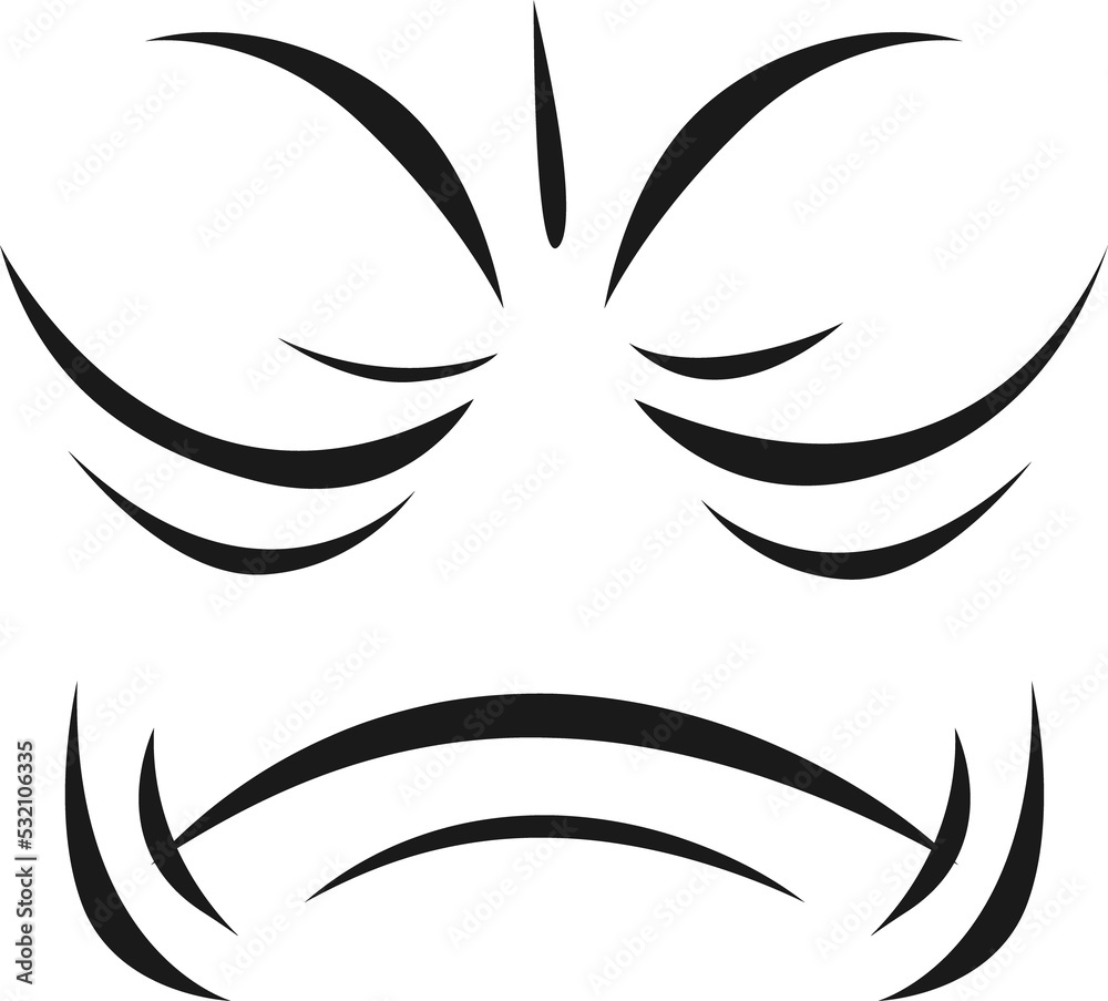 Cartoon sad face, vector unhappy or upset emoji Stock Illustration ...