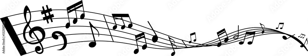 Music wave with musical notes, song or melody Stock Illustration ...