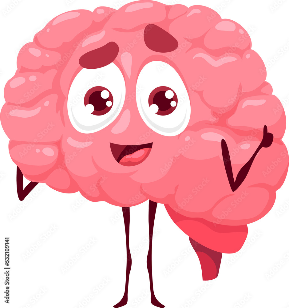 Human funny cartoon brain character Stock Illustration | Adobe Stock