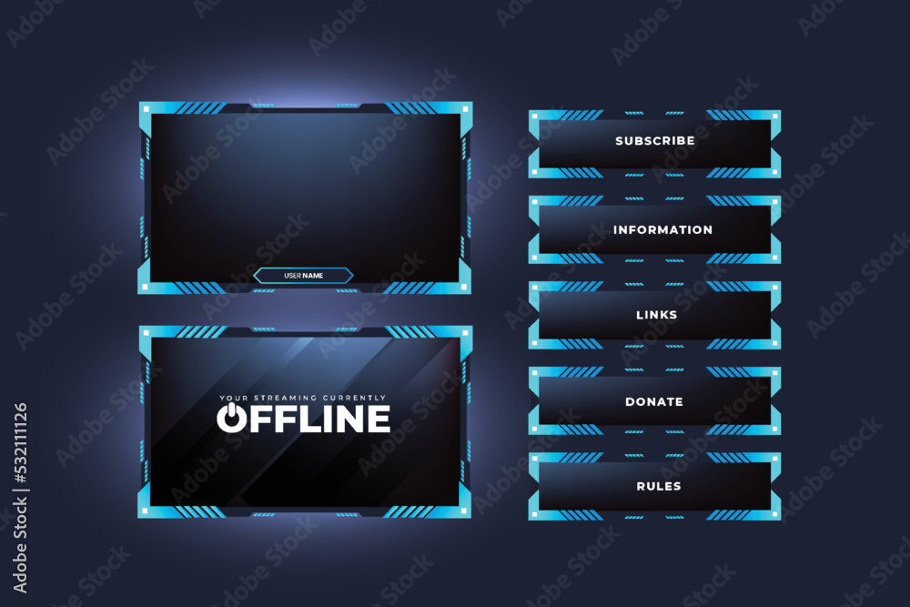 Futuristic live streaming overlay vector with frosty blue color. Live ...