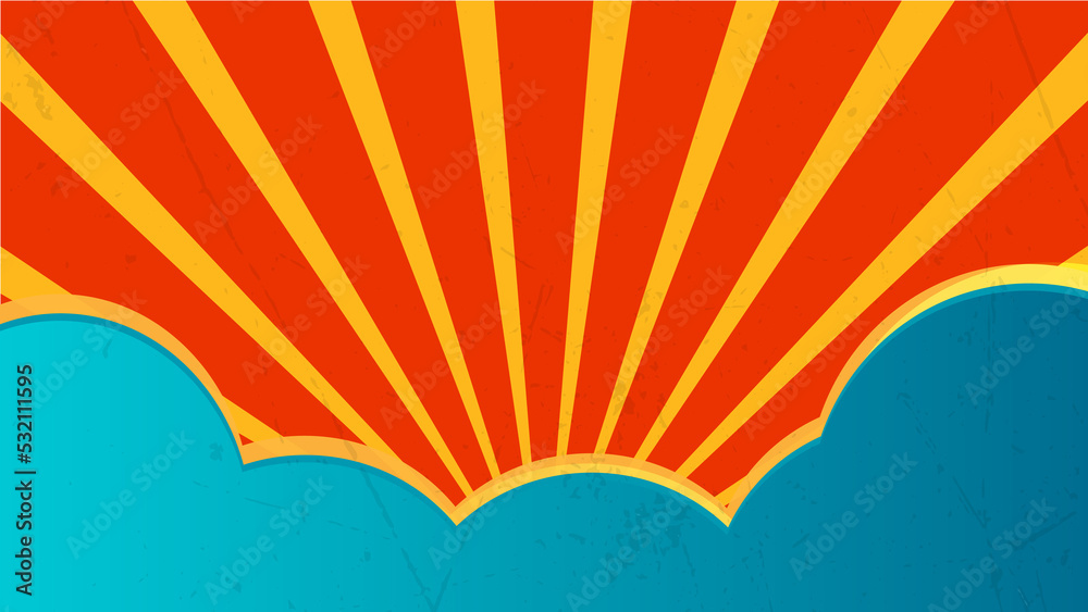 retro 90s sunburst,The Vintage sun retro banner background and ...