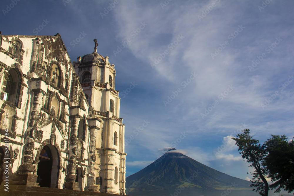 Nuestra Senora De La Porteria Parish Church Daraga Albay with Mayon ...