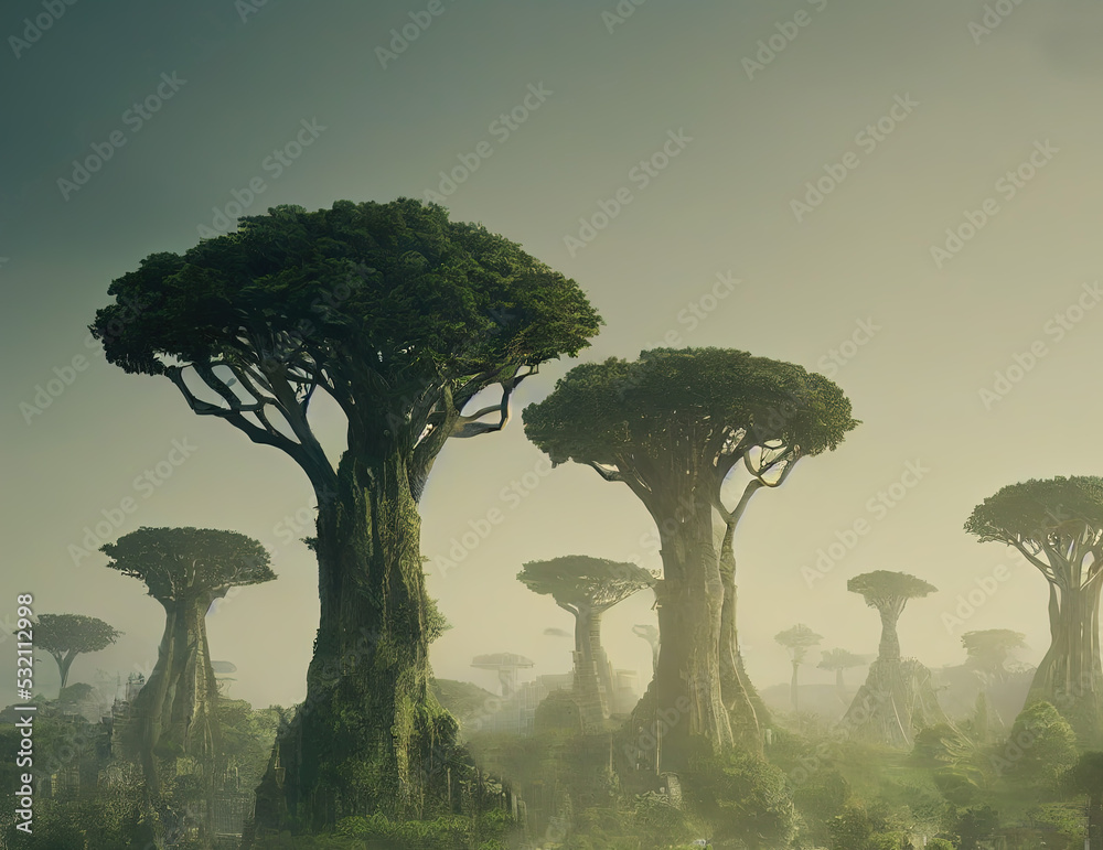 Eternal Legendary Forever Majestic Deep Forest Life Trees. Fantasy ...