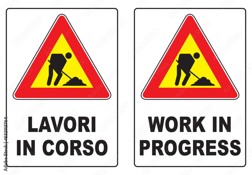Vetor de Lavori in corso, cartello, edilizia, cantiere, lavori, strada ... Vetor de Lavori in corso, cartello, edilizia, cantiere, lavori, strada ...