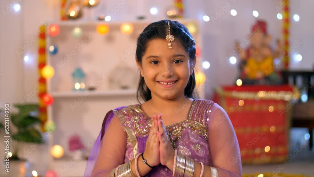 Diwali greetings by young Indian girl - Namaste greetings on Diwali ...