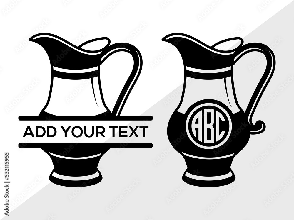 Jug Monogram SVG, Milk Jug Svg, Water Jug Svg, Pitcher Svg, Split ...