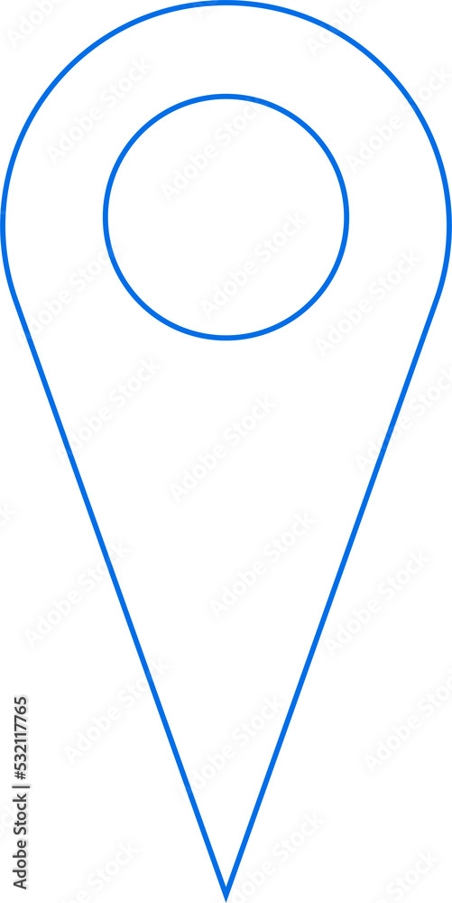 Blue outlined location pin icon. Map symbol, home sign. Flat design ...