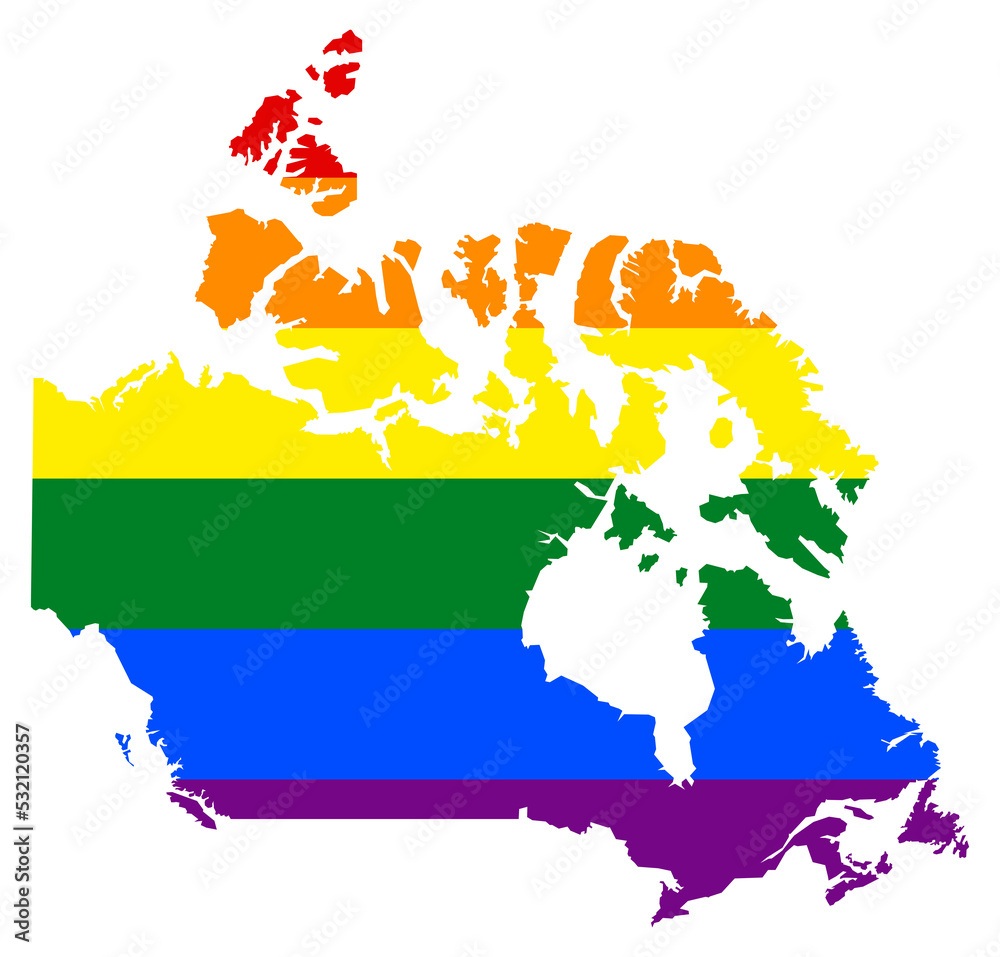 Canada map with pride rainbow LGBT flag colors Stock Illustration ...