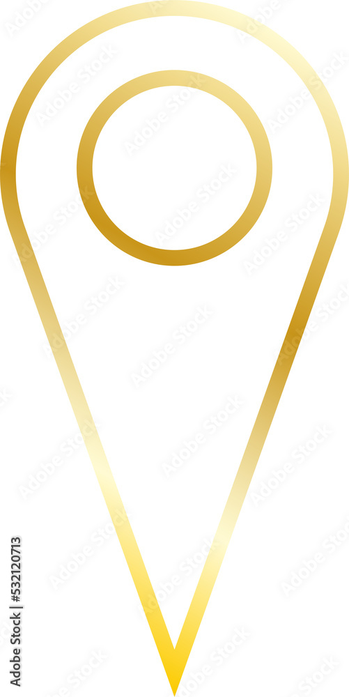 Golden outlined gradient location pin icon. Gold map symbol, home sign ...