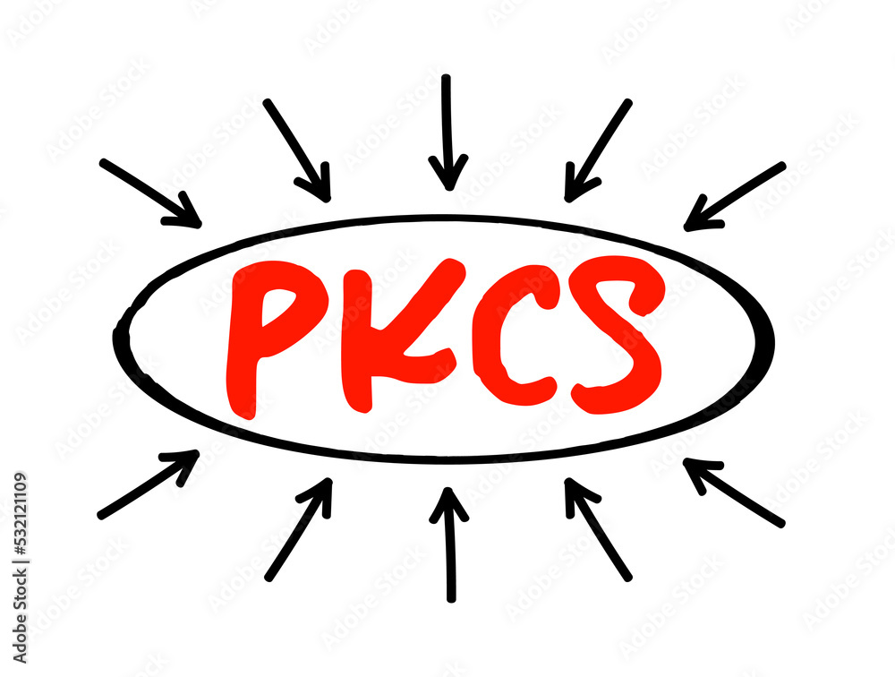 PKCS - Public Key Cryptography Standards acronym text with arrows ...