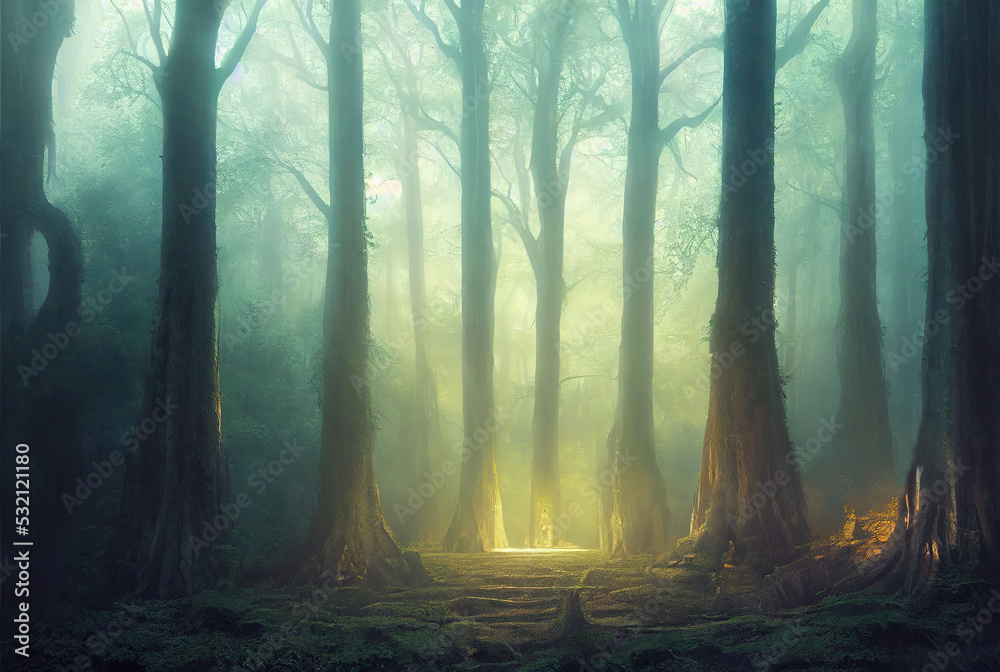 Eternal Legendary Forever Majestic Deep Forest Life Trees. Fantasy ...