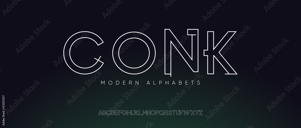 Slim monogram fonts with minimal typography. Illustration and tech font ...