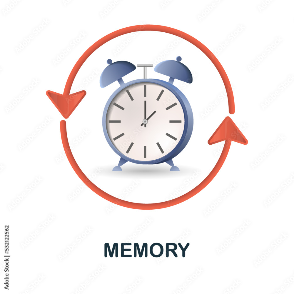 Memory icon. 3d illustration from cognitive skills collection. Creative ...