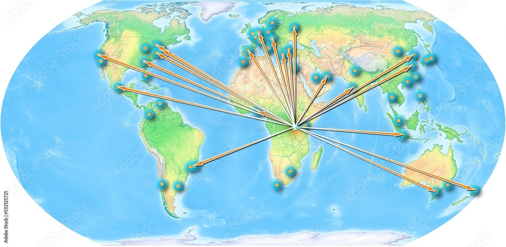 Rwanda concept map centered on Europe and Africa, export concept map ...