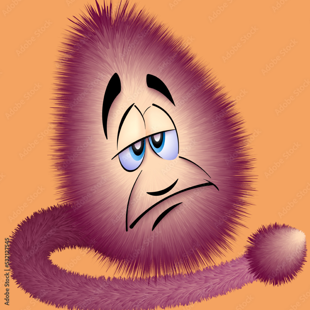 Sadness and longing on the face. Vector illustration of a fabulous ...