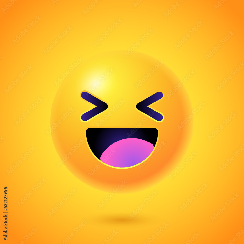 Round 3d Emoticon. Yellow Emoji face emoticon smile, digital smiley ...