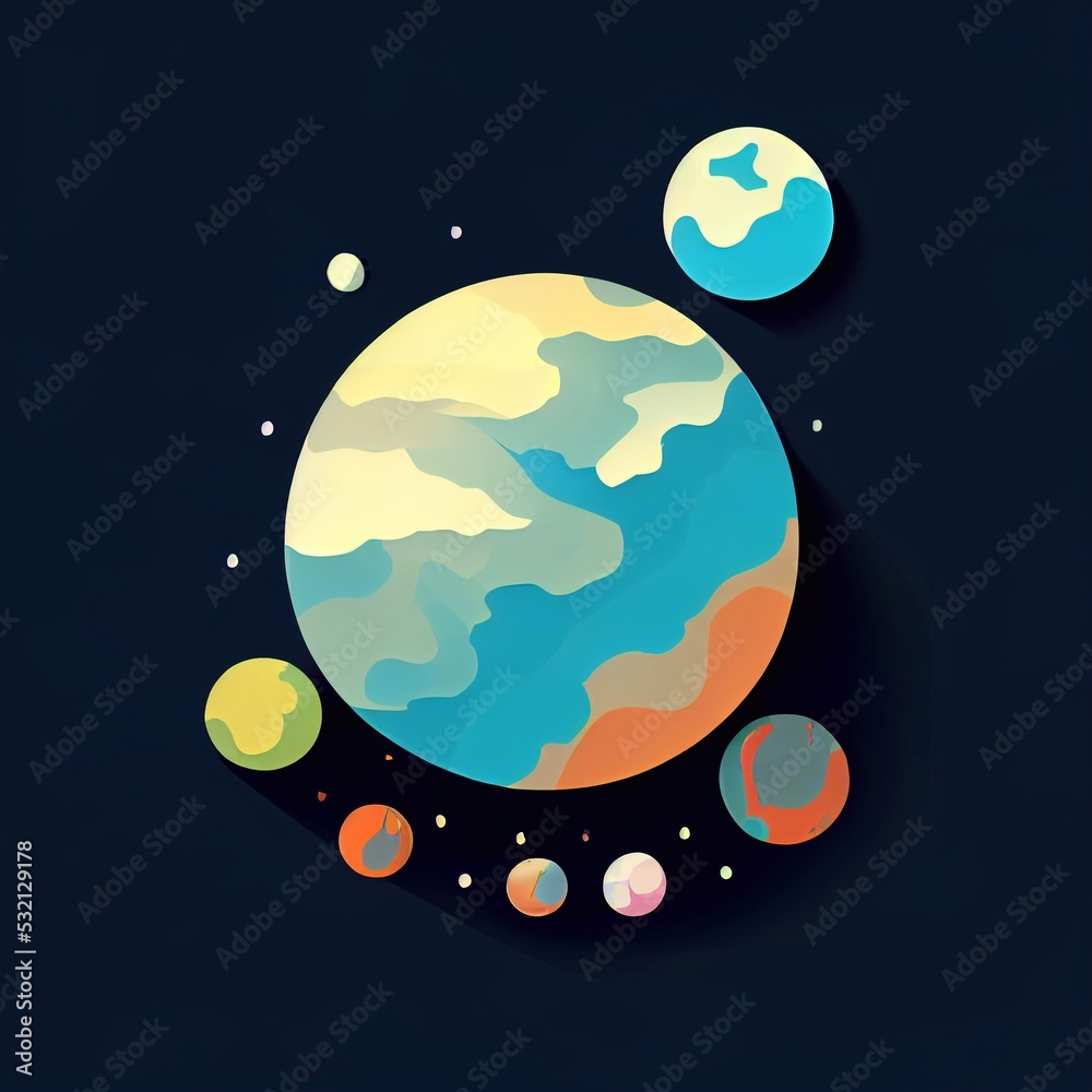 Cartoon style planet flat illustration Stock Illustration | Adobe Stock