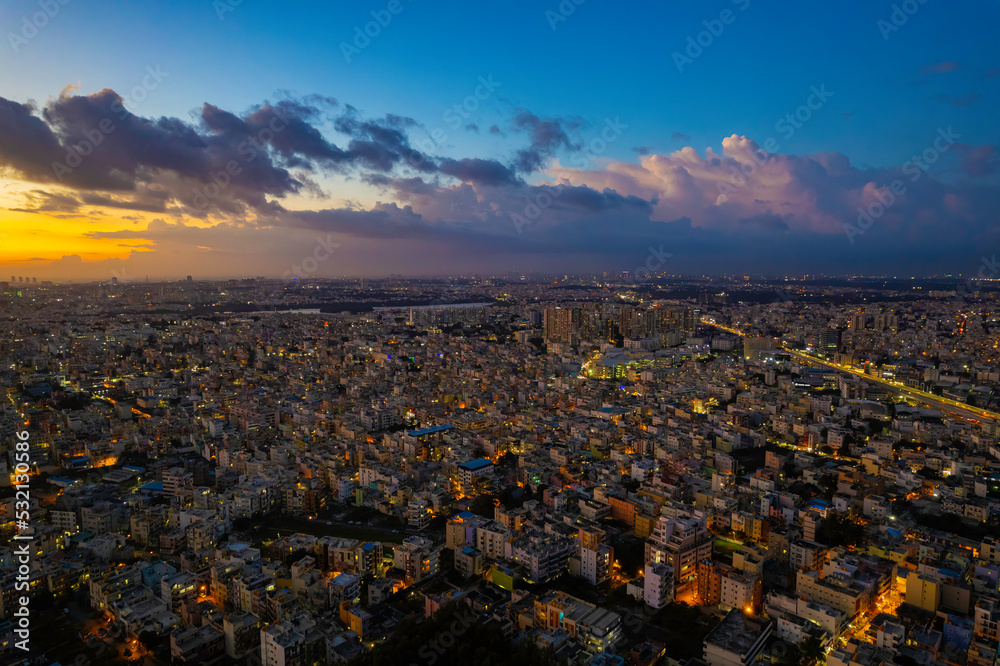 Bangalore Cityscape Night Aerial Stock Photo | Adobe Stock