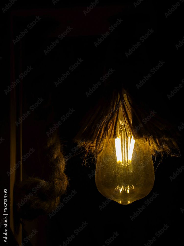 Selective focus on golden light with black background, it is a ...