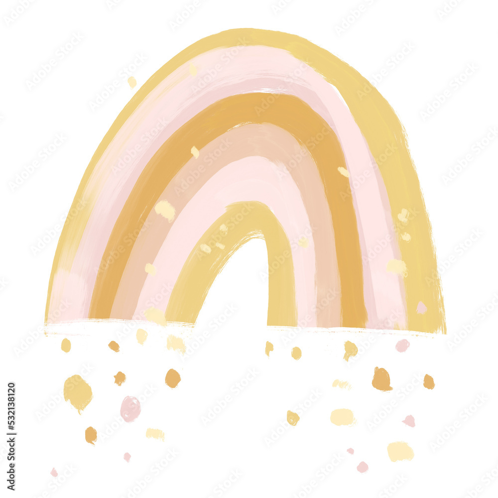 Boho rainbow hand drawn. Pastel bohemian rainbow illustration. Stock ...