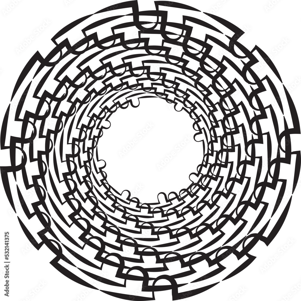 Dotted, dots, speckles abstract concentric circle. Spiral, swirl, twirl ...