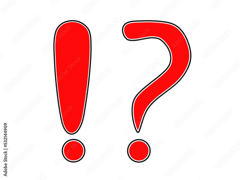 exclamation mark and question mark icon in red. exclamation mark and ...