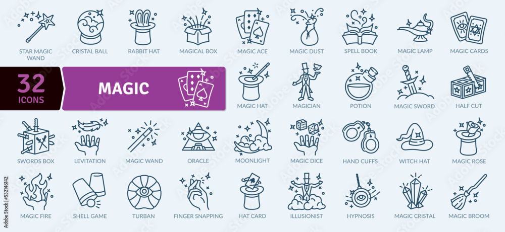 Magic world icons Pack Vector. Magic spectacle icons Pack Stock Vector ...