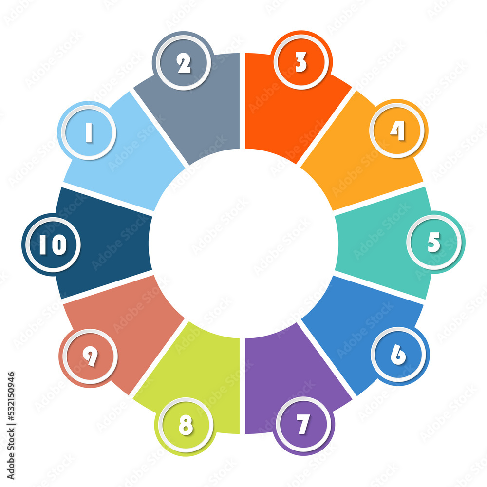 Basic circle infographic with 10 steps, process or options. Stock ...