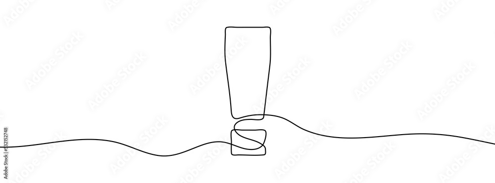 Exclamation mark linear background. One continuous line drawing of ...