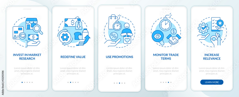 Managing Prices Blue Onboarding Mobile App Screen Inflation