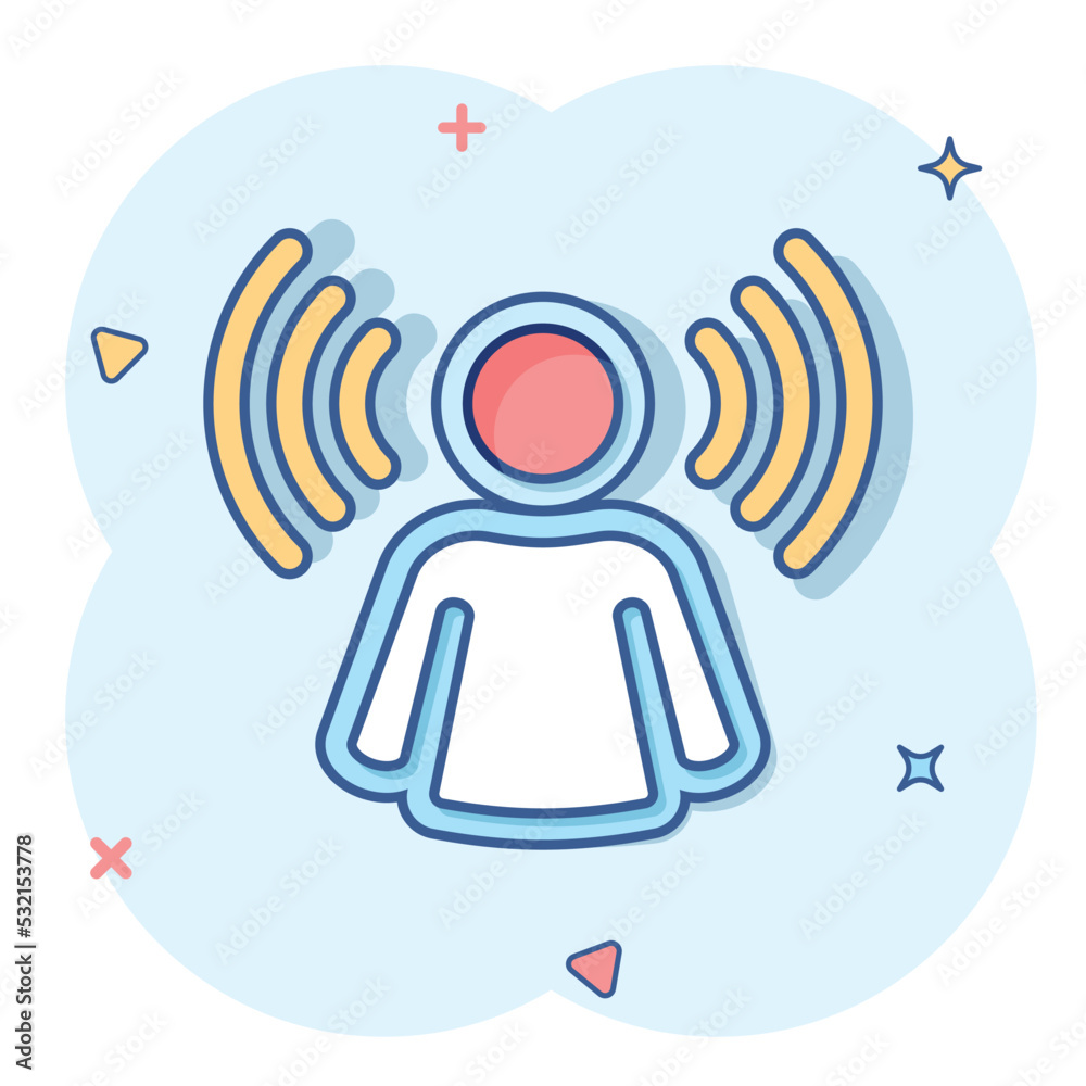Mind awareness icon in comic style. Idea human vector cartoon ...