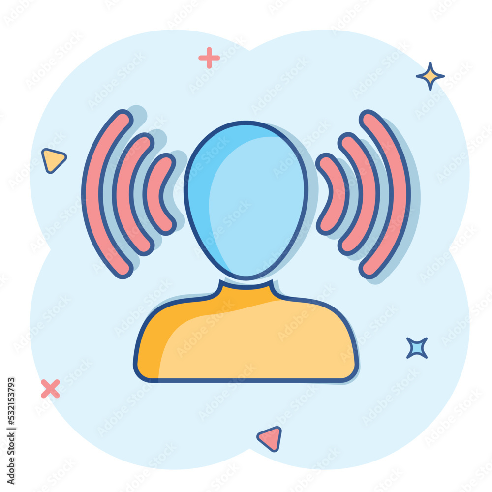 Mind awareness icon in comic style. Idea human vector cartoon ...