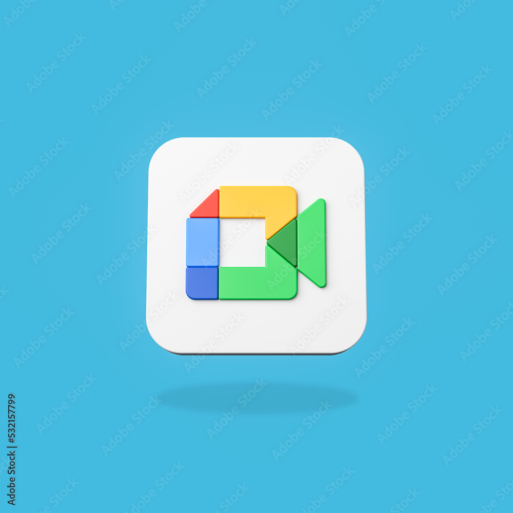 Google Meet Logo on Flat Blue Background Stock Illustration | Adobe Stock