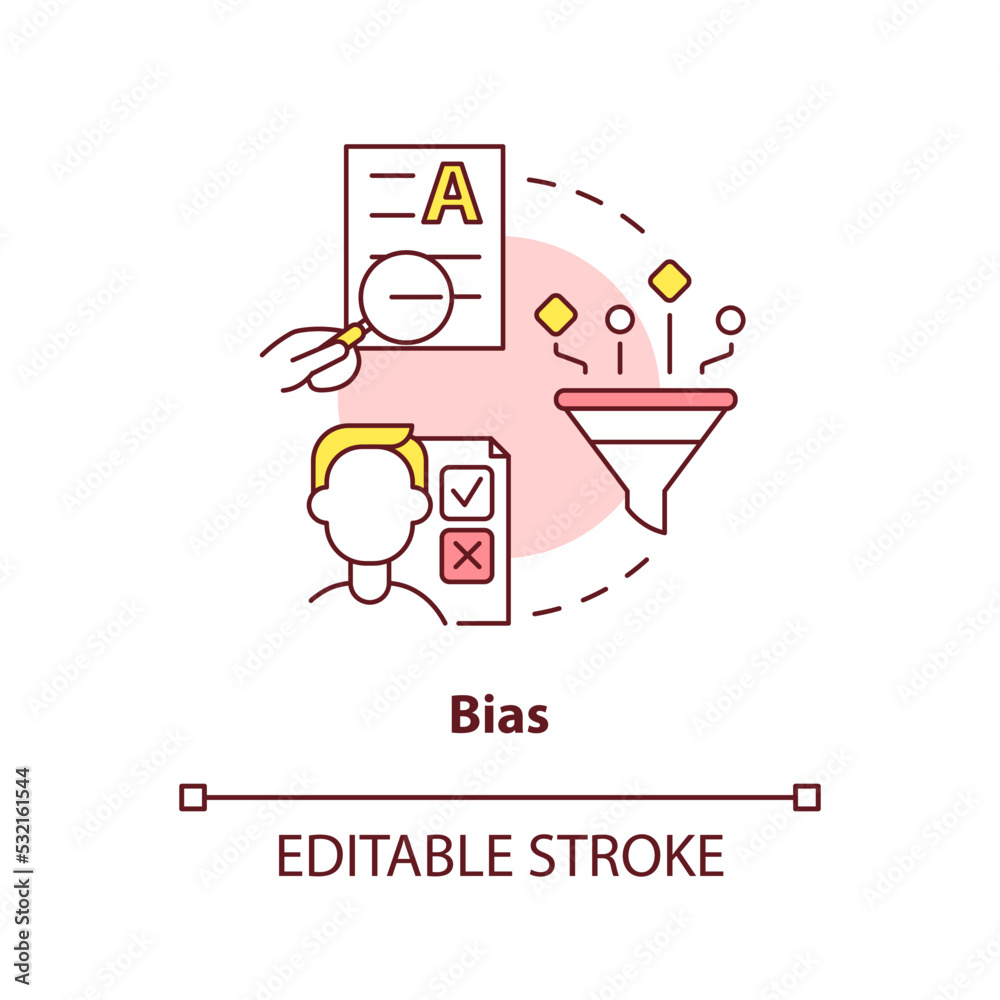 Bias concept icon. Facts collection influence. Disadvantage of case ...
