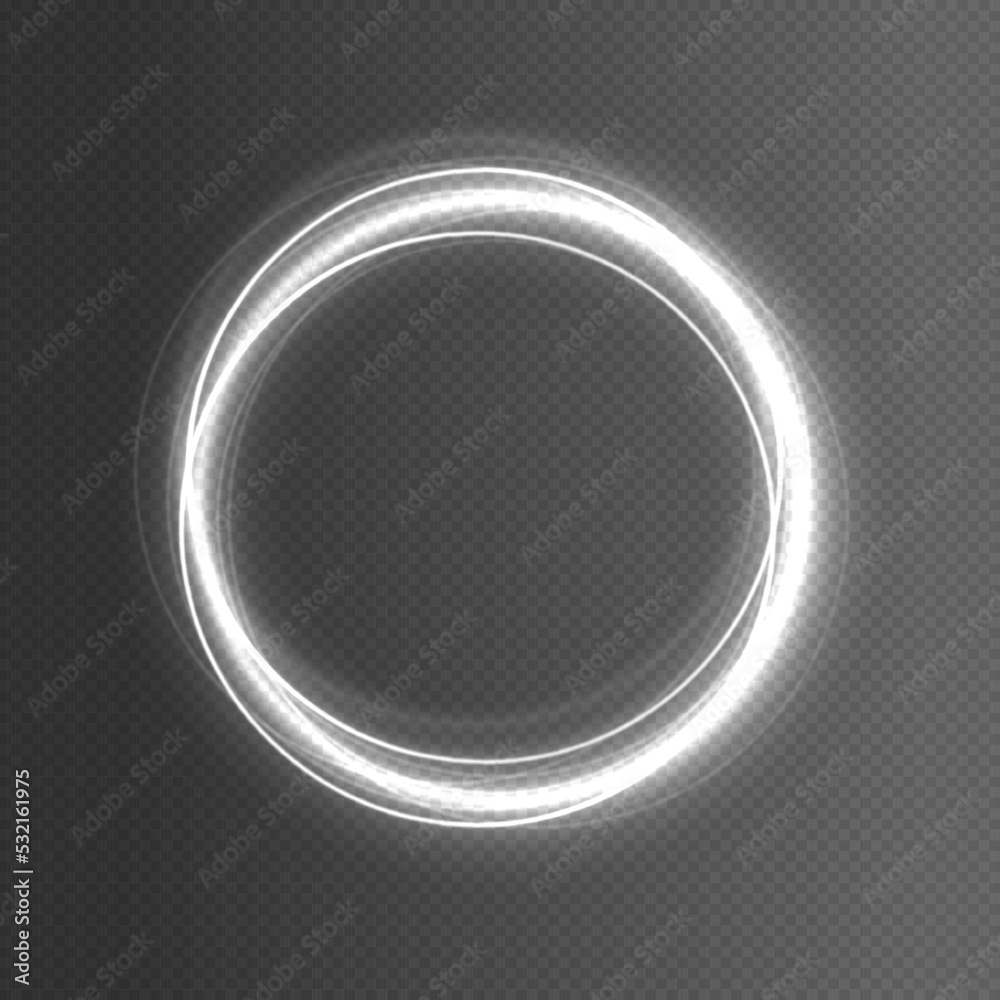 White neon ovals or circles for swirl shiny rings light effect. Glow ...