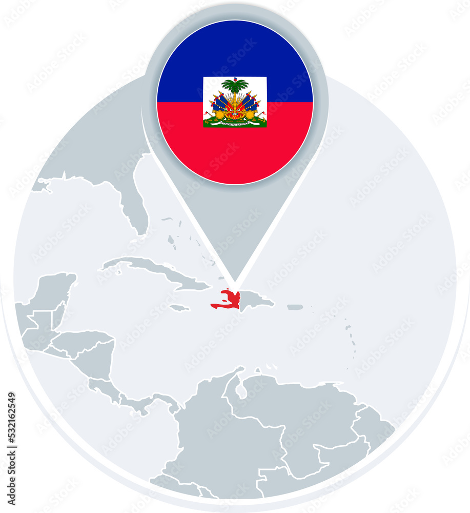 Haiti map and flag, map icon with highlighted Haiti Stock Illustration | Adobe Stock