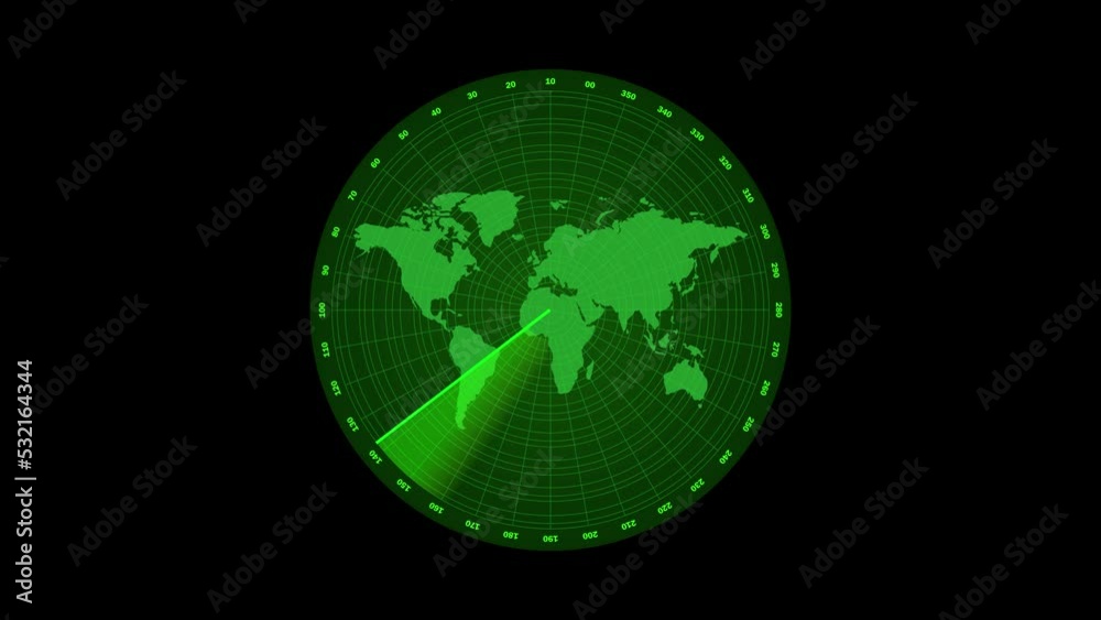 Green radar Navigation is looking for objects and world map. Simple ...