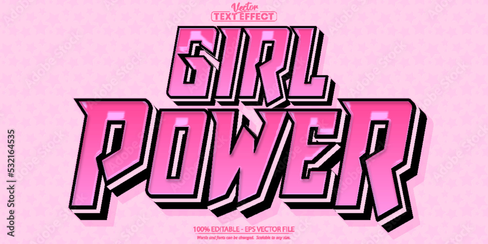 Girl power text effect, editable comic and cartoon text style Stock ...